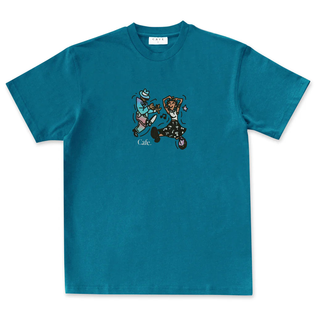 CAFE Dancing Tee- Teal – byandbyseattle